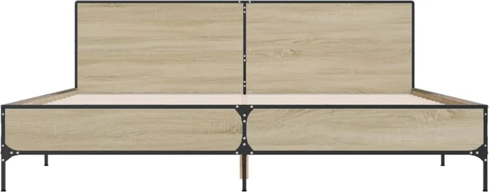 Rám postele dub sonoma 200 x 200 cm kompozitní dřevo a kov 3280018