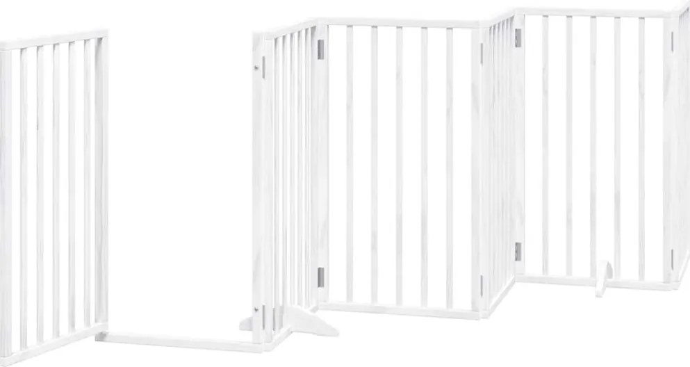 Zábrana pro psy s dvířky skládací 15 panelů bílá 750 cm topol 3155540
