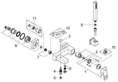 GROHE 23141000 - Vanová baterie EUROCUBE DN 15 lesklý chrom