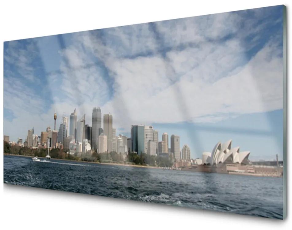 Skleněný obraz Město Moře Domy Sydney