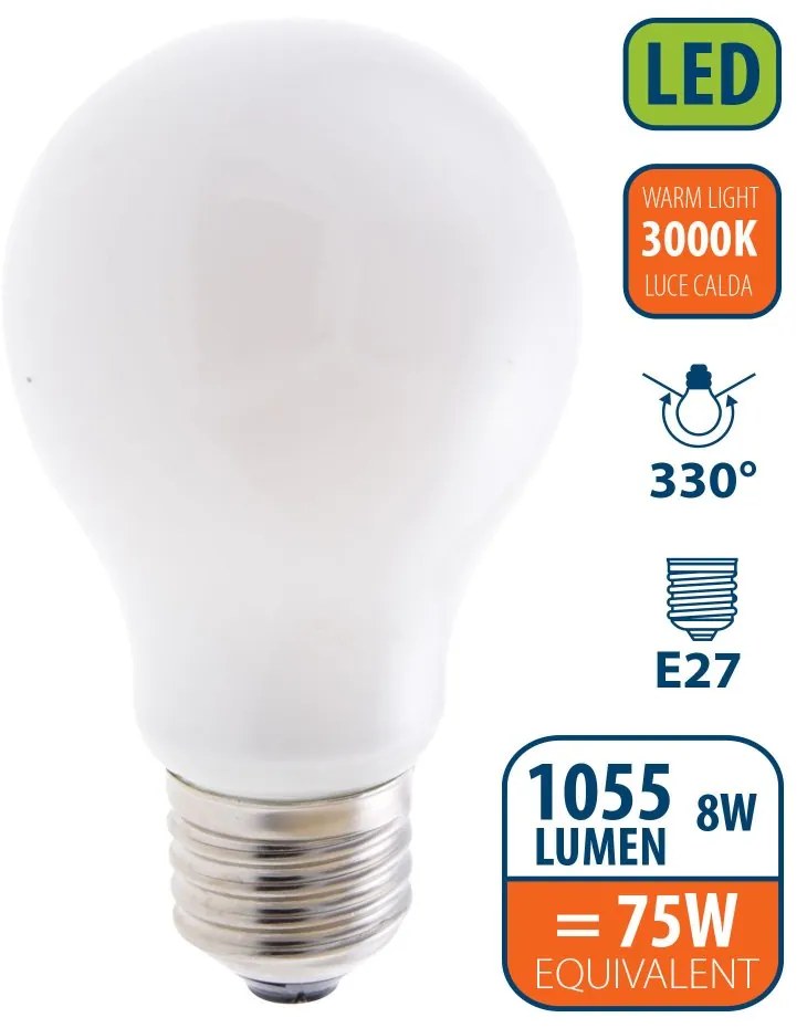 VELAMP OPAL FILAMENT žárovka 8W, E27, 3000K