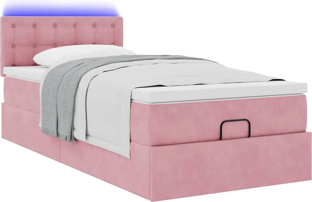 Osmanský rám postele s matrací růžová 90x200cm samet 3312745