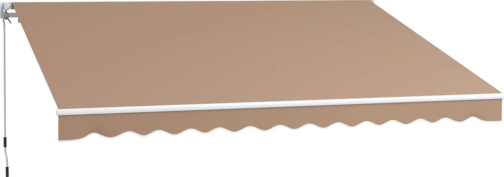 Outsunny Ručně Sklačovací Markýza 350 cm x 250 cm pro Balkon s Kovovým Kličkou Voděodolná a Ochrana proti UV Záření Externí Rolovací Markýza pro Zahra