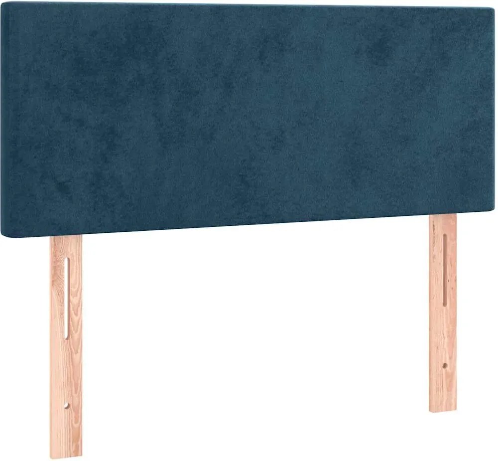 Čelo postele s LED tmavě modré 100x5x78/88 cm samet 3121378
