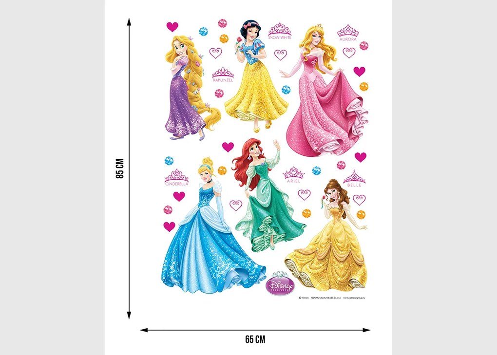 Dětská samolepka na zeď Disney Princezny Tančí | 65 x 85 cm | DDK1706