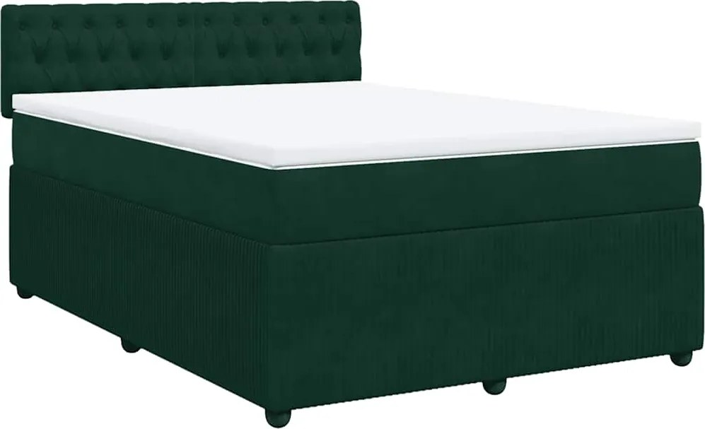 Box spring postel s matrací tmavě zelená 140x190 cm samet 3290043