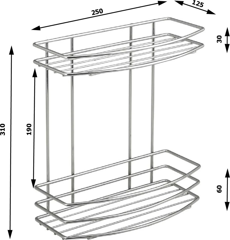 Aqualine Aqualine, Chrom LINE drátěná police dvojitá, chrom, 37014