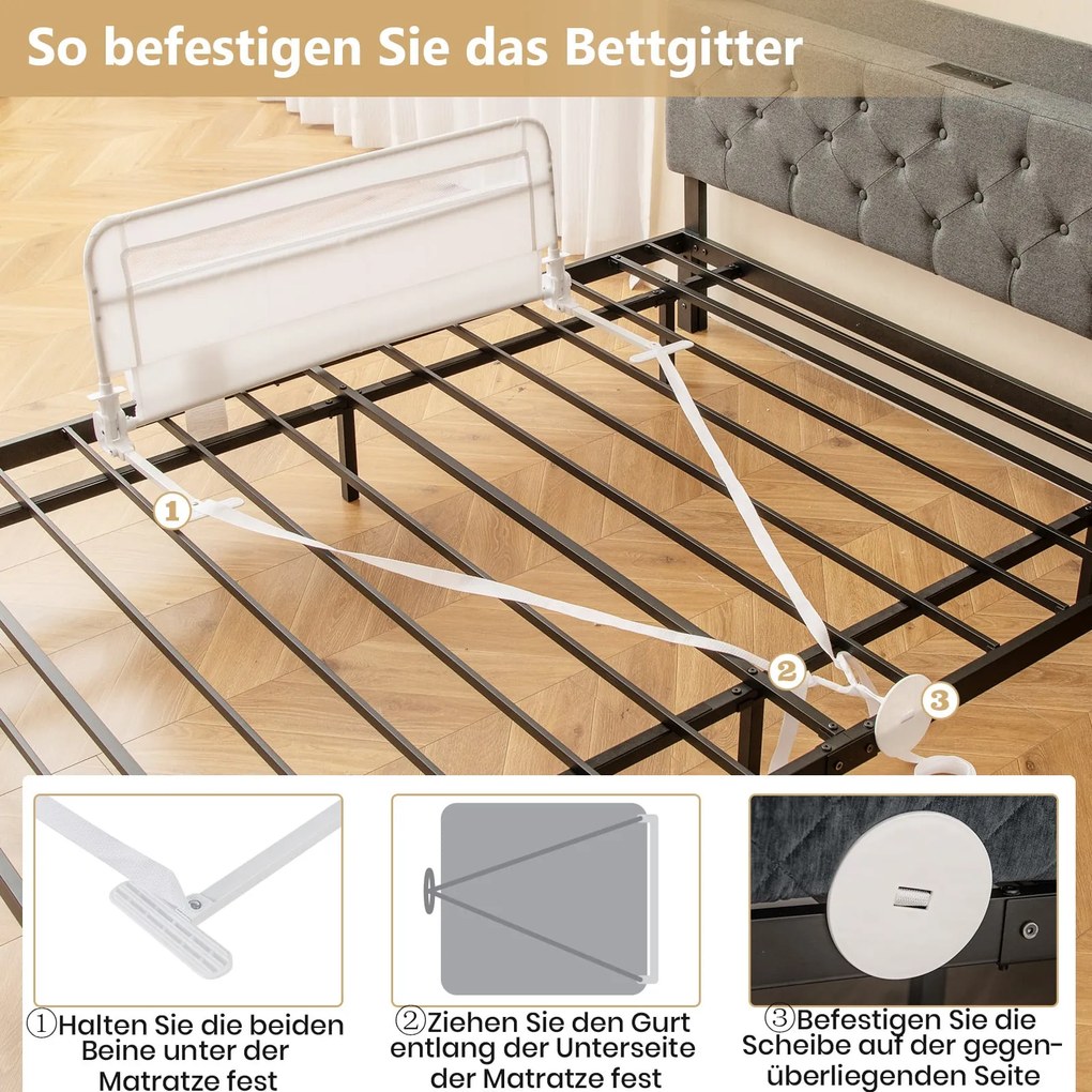 Costway Zábrana na postel pro batolata 100 cm skládací zábrana na dětskou – bílý