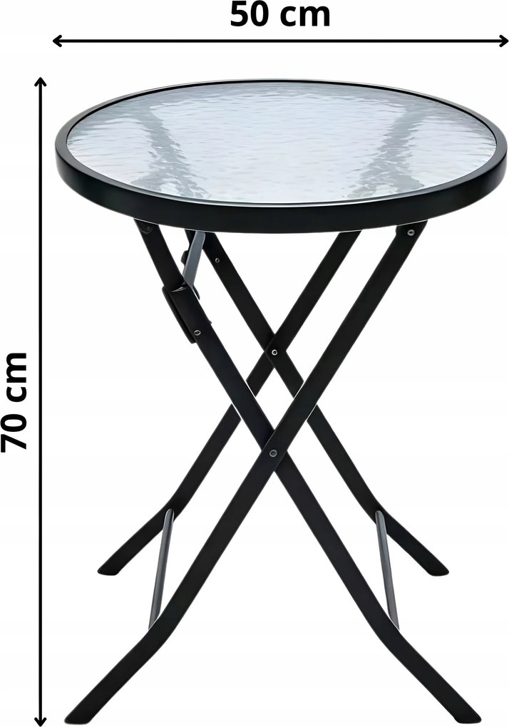 TRENDIE Balkonový set nábytku - stolek s průměrem 50 cm + 2 židle