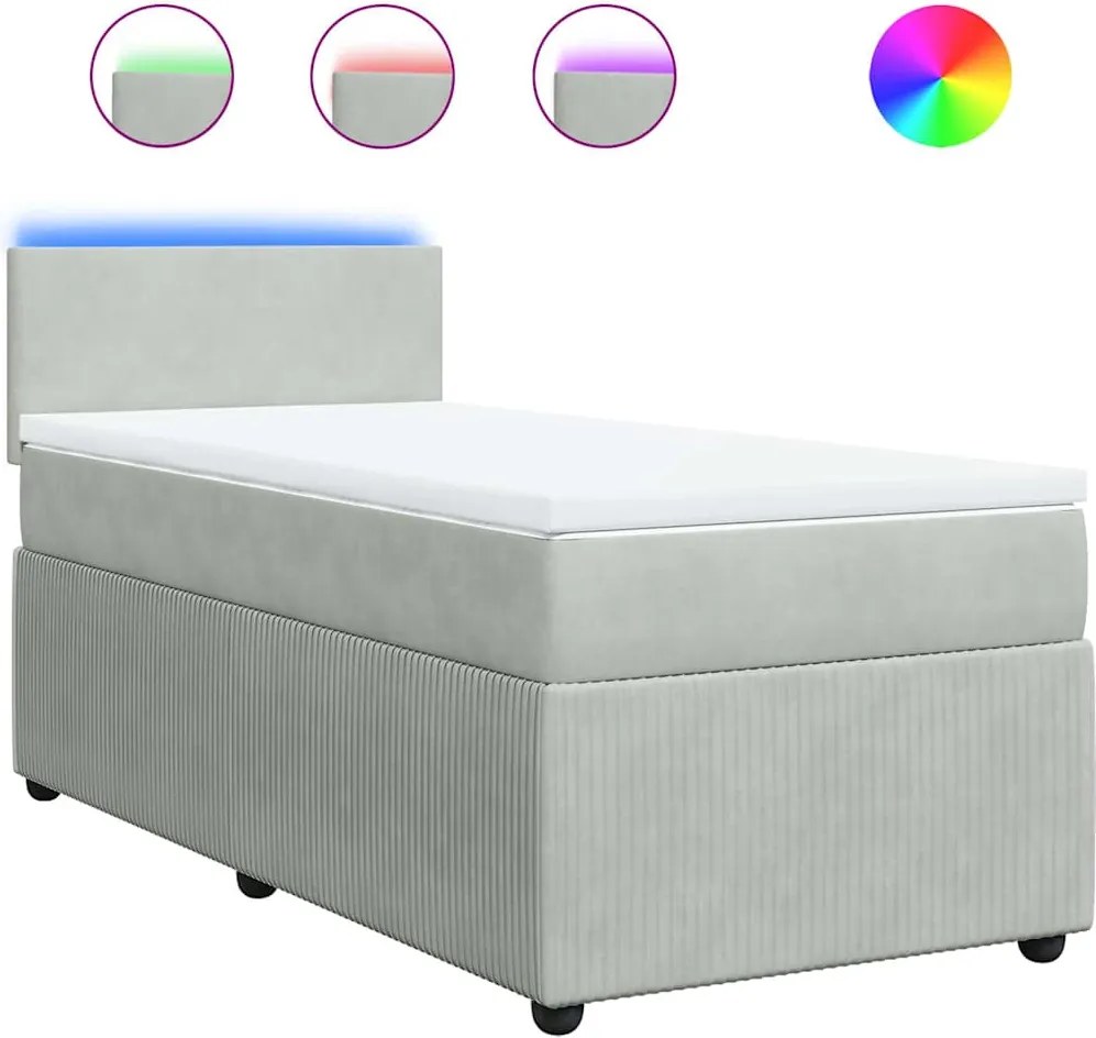 Box spring postel s matrací světle šedá 90x190 cm samet 3289908