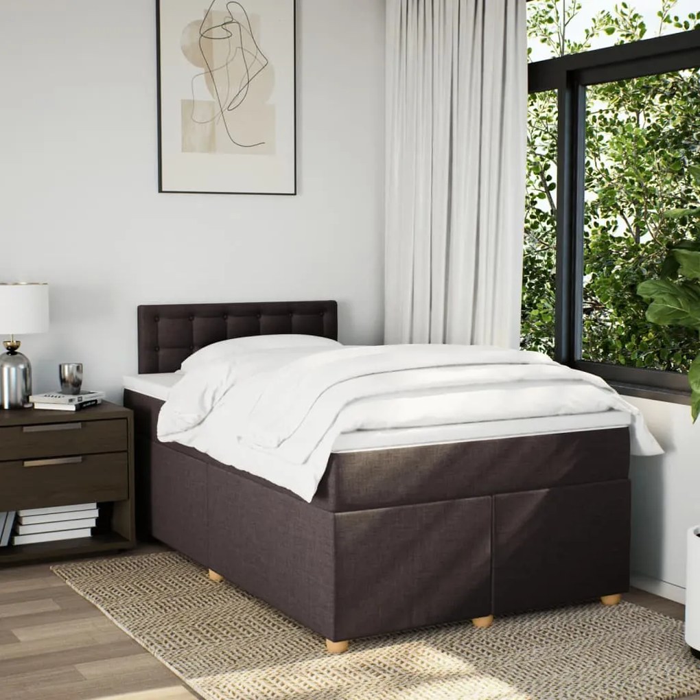 Box spring postel s matrací tmavě hnědá 120x200 cm textil 3286664