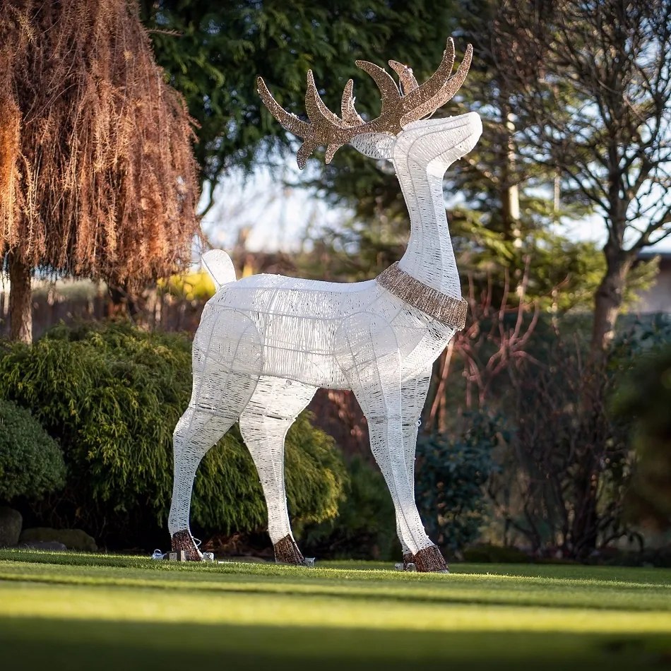 3D LED svítící jelen, 150 cm, teple bílý, 161 diod, IP44 venkovní
