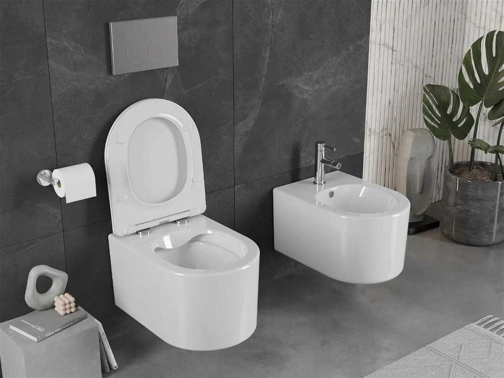 Závěsný WC set MEXEN SOFIA 36 cm s prkénkem full bílý