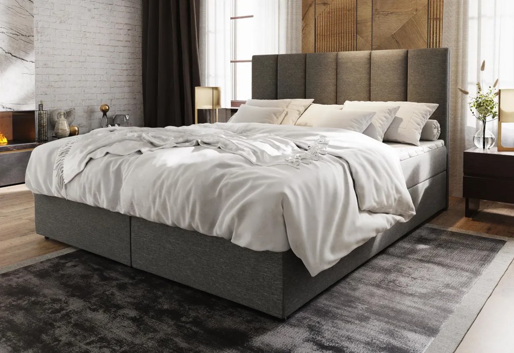 Expedo Čalouněná postel boxspring KARDI, 140x200, sawana 21 + topper