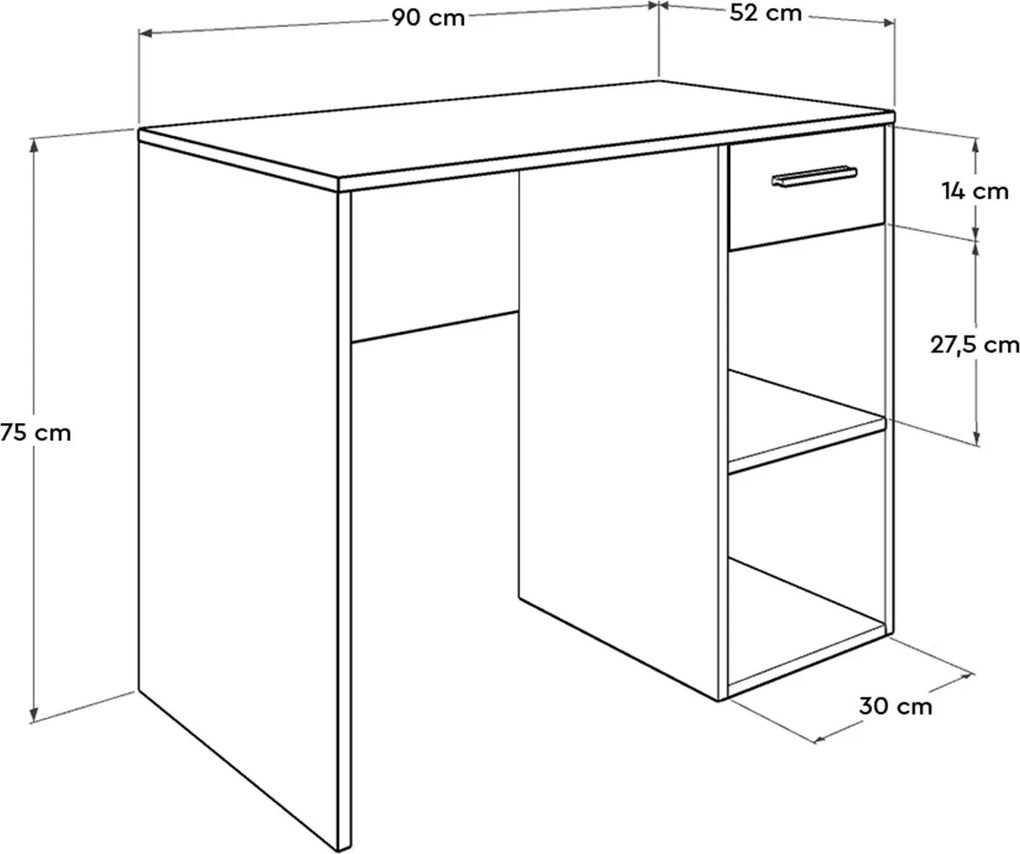 Psací stůl Cesma 90 cm bílý