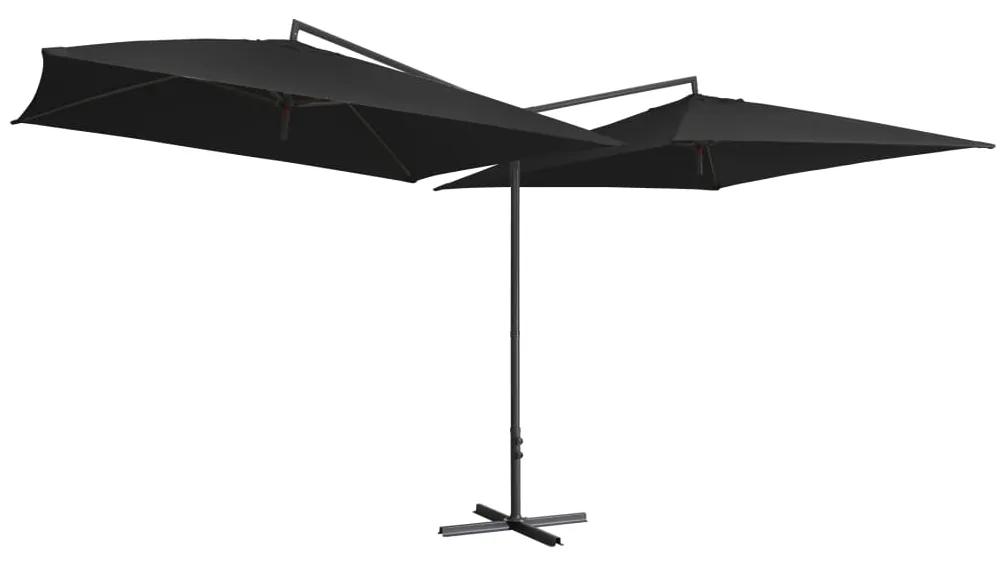Dvojitý slunečník s ocelovou tyčí 250 x 250 cm černý - Default Title