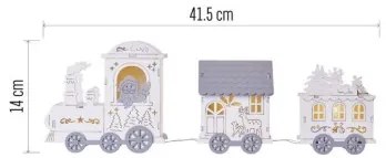 Dřevěná LED dekorace Trainy s časovačem 14 cm teplá bílá