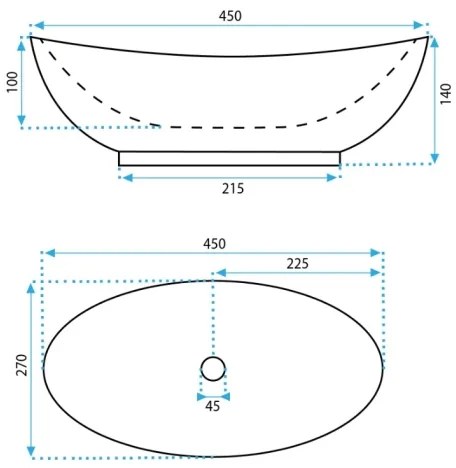 REA-U6802 - Umyvadlo na desku KATE 27x45 cm keramika/lesklá bílá