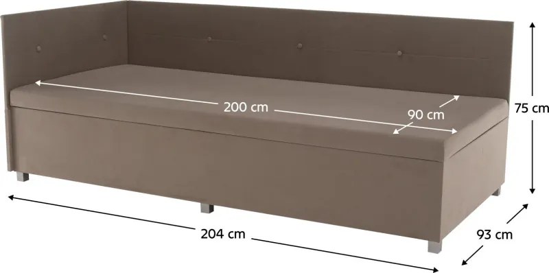 Válenda AURIA UNI béžovošedá 90x200 s úložným prostorem, Trinity 03 Kondela 0000395670