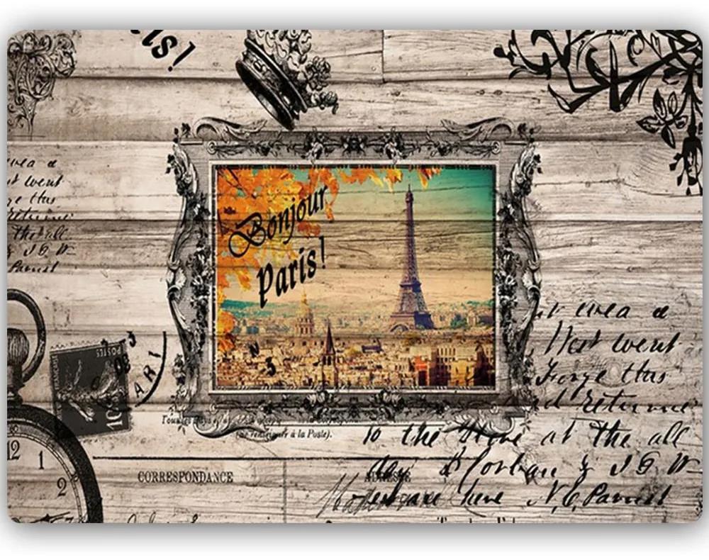 CARO Kovový obraz - Bonjour Paris 2 60x40 cm