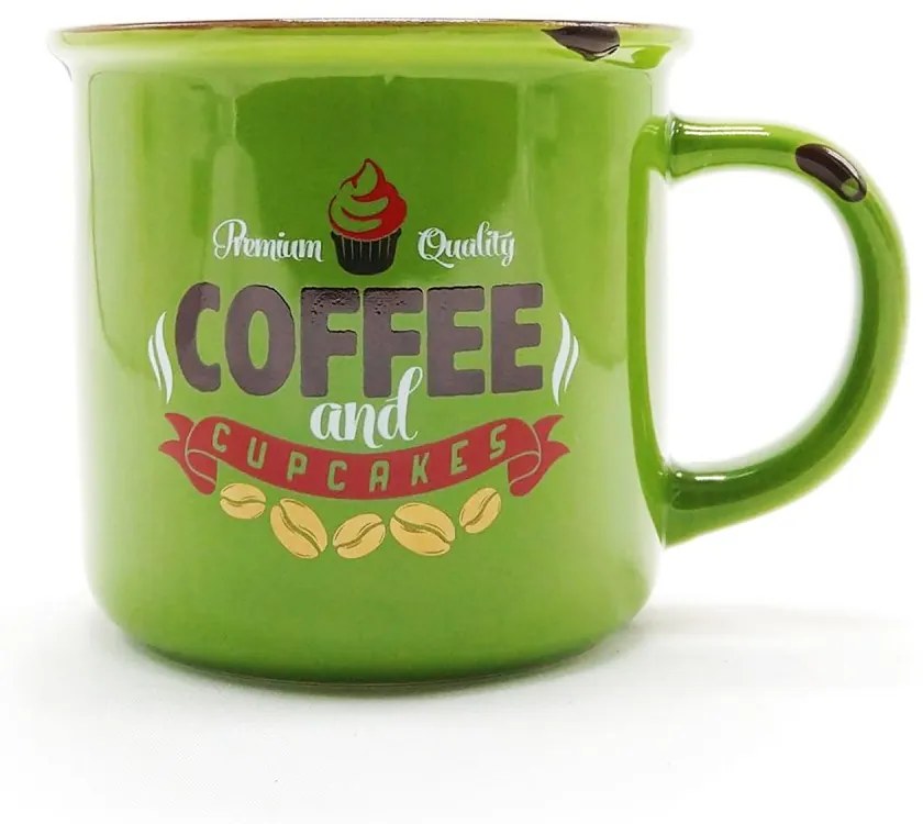 Zelený hrnek Retro coffee