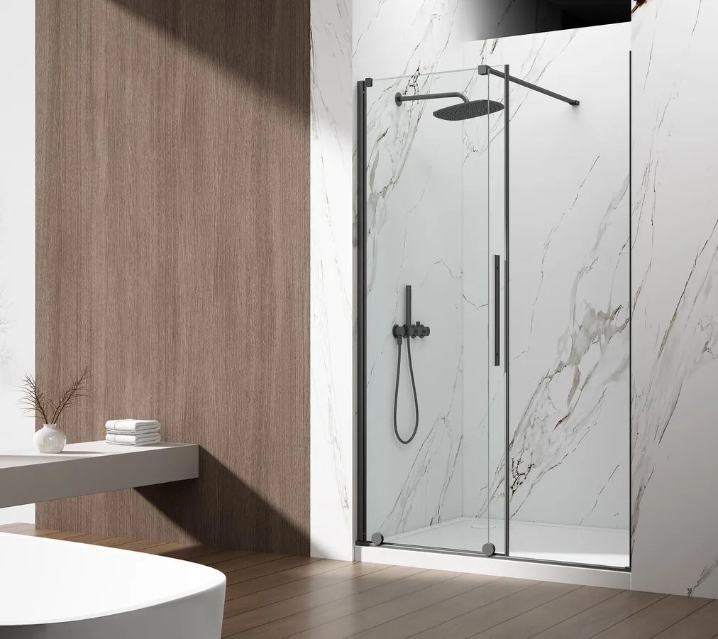 Gelco Spirit Black sprchové dveře do niky 140 x 200 cm posuvné černá čiré sklo GI1014B