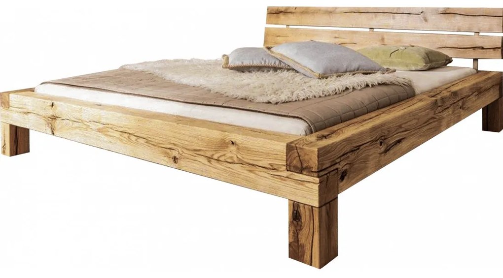 MRAVA, s.r.o. Dvoulůžková postel JANIS - smrk ROZMĚR: 160 x 200 cm / smrk rustik
