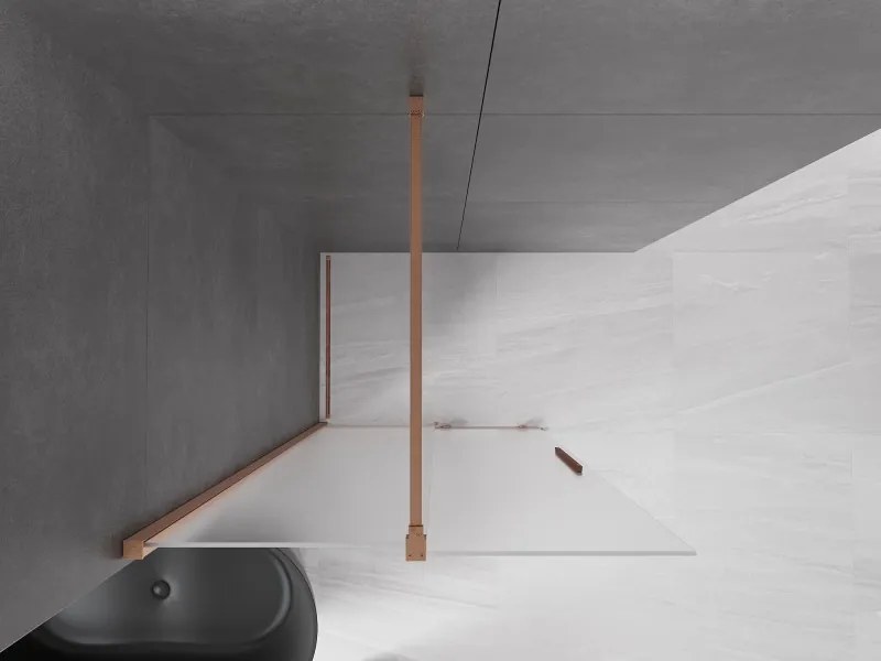 Mexen Velar, sprchová zástěna s posuvnými dveřmi Walk-in 120 x 200 cm, 8mm sklo námraza, měděná matná, 871-120-000-33-65