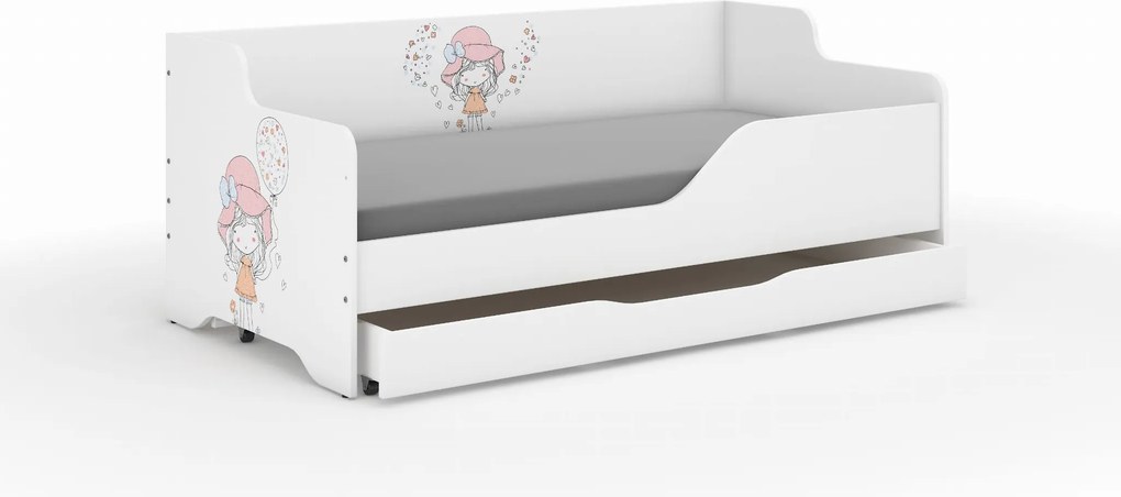 Wooden Toys Dětská postel LILU 160x80 HOLČIČKA S BALÓNKEM – Kompet