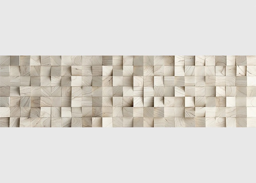 Samolepící bordura na zeď 3D Dřevěné Kostky | 5 m x 13.8 cm | DWB8234