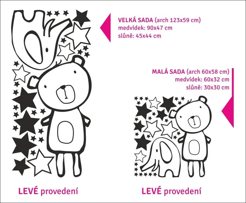 WALLVINIL Samolepky na zeď - Méďa a slůně Barva: Vanilková, Velikost: velká sada 123x59 cm, Pravá / Levá: Levá (dekorace směřuje/dívá se doleva)