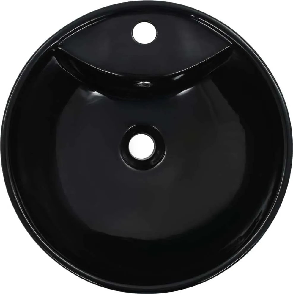 vidaXL Umyvadlo s přepadem 46,5 x 18 cm keramika [143904] Barva: Černá
