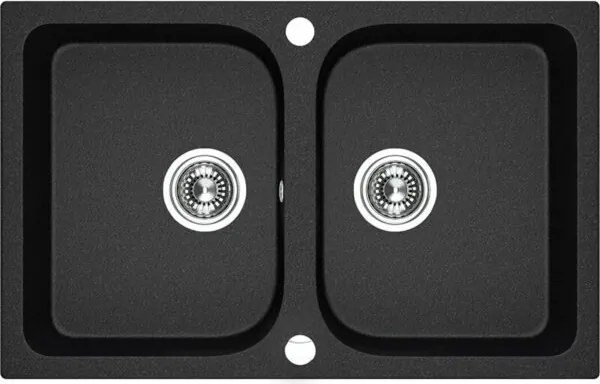 Laveo Celia, 2-komorový granitový dřez 760x480x184 mm, černá, LAV-SBC_720T