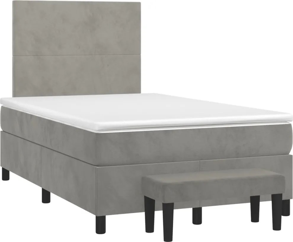Box spring postel s matrací světle šedá 120 x 200 cm samet 3137713