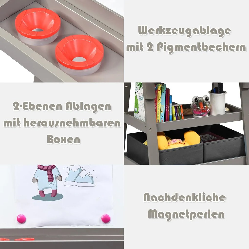 Costway 3 v 1 dětský stojan Dětská tabule Oboustranná tabule a kreslící