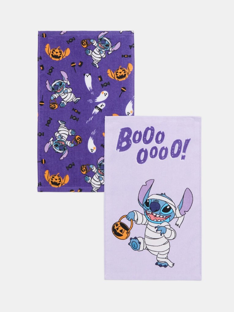 Sinsay - Sada bavlněných ručníků na ruce s halloweenským motivem 2 pack Stitch - fialová