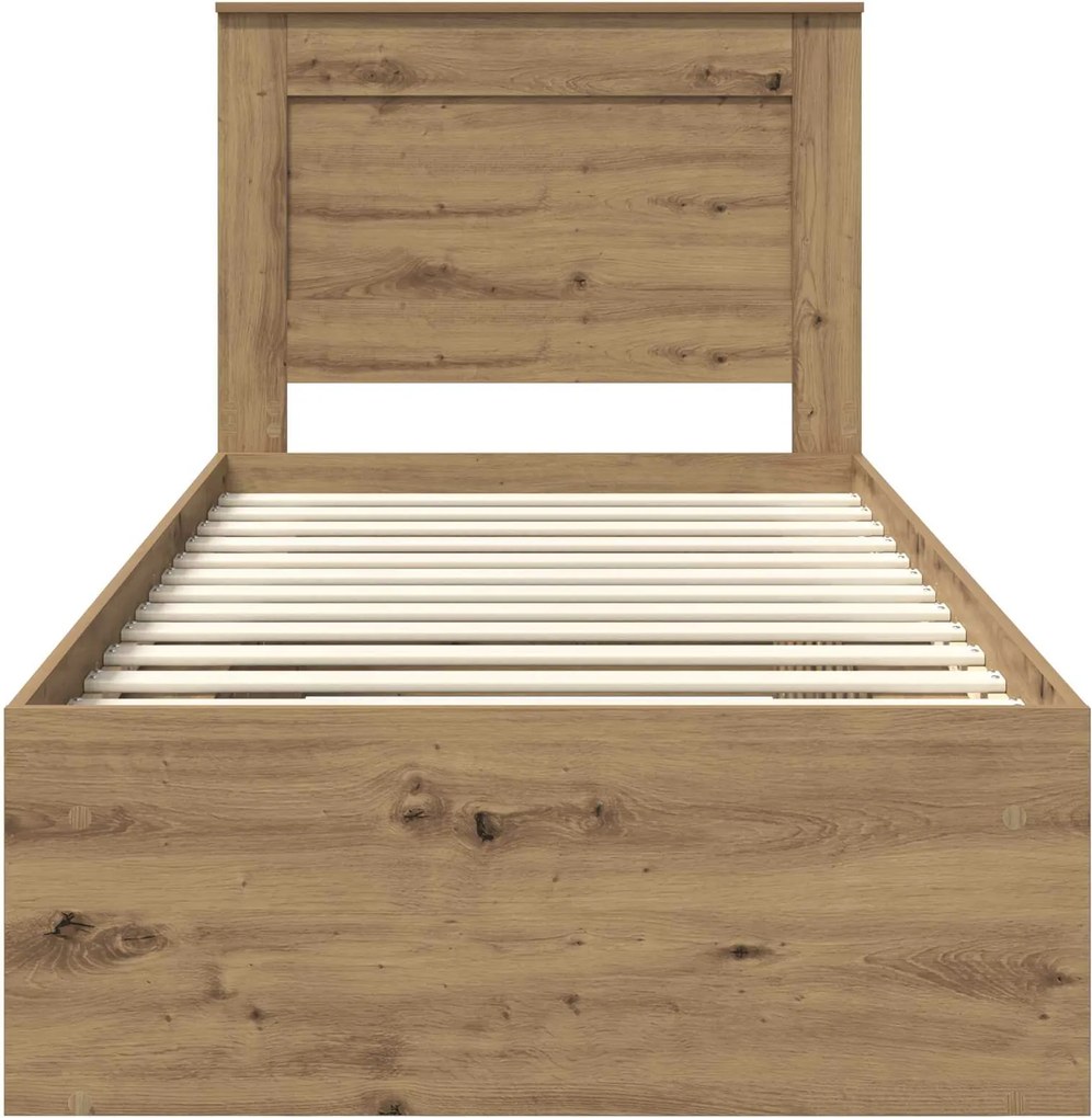 Rám postele Umělecký dub 75 x 190 cm Masivní borové dřevo 3410151