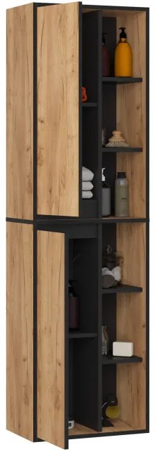 Kúpeľňová skříňka VAMI W50 2D 6P dub craft / čierna