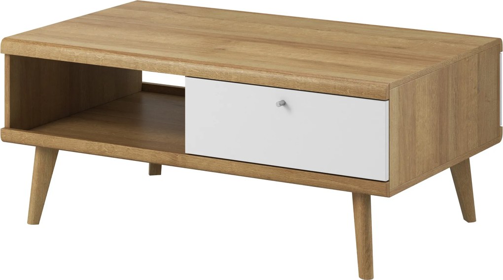 PSK Konferenční stolek PORO, Dub Riviera/Bílá 107 cm