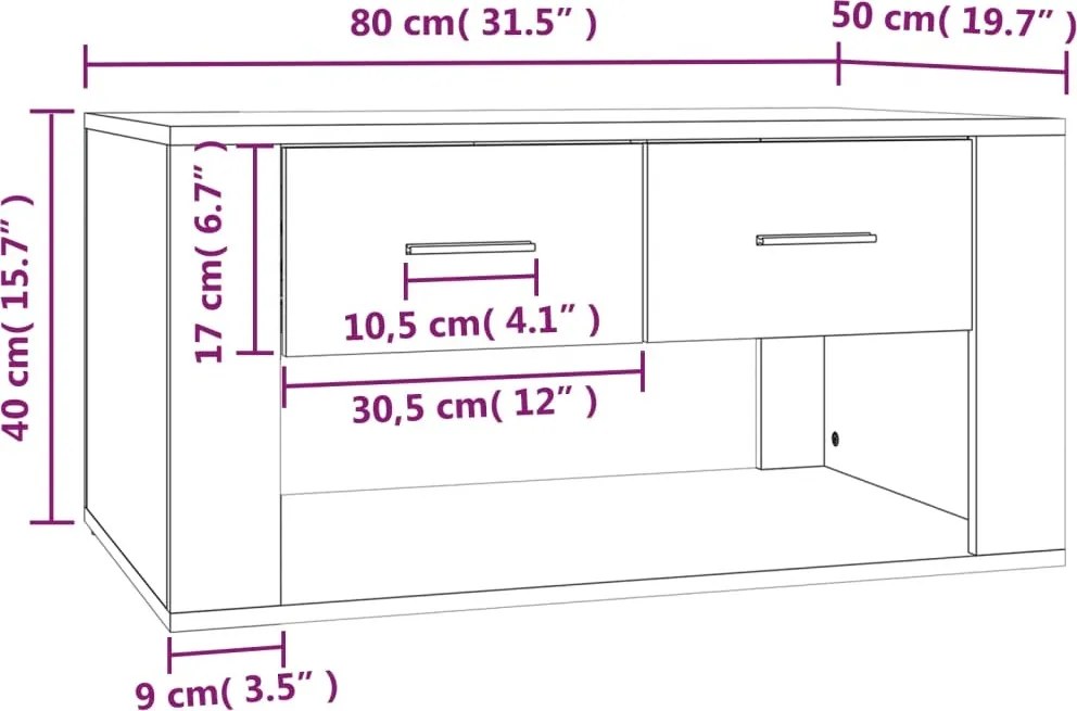 vidaXL Konferenční stolek 80x50x40 cm kompozitní dřevo [816530] Barva: Černá