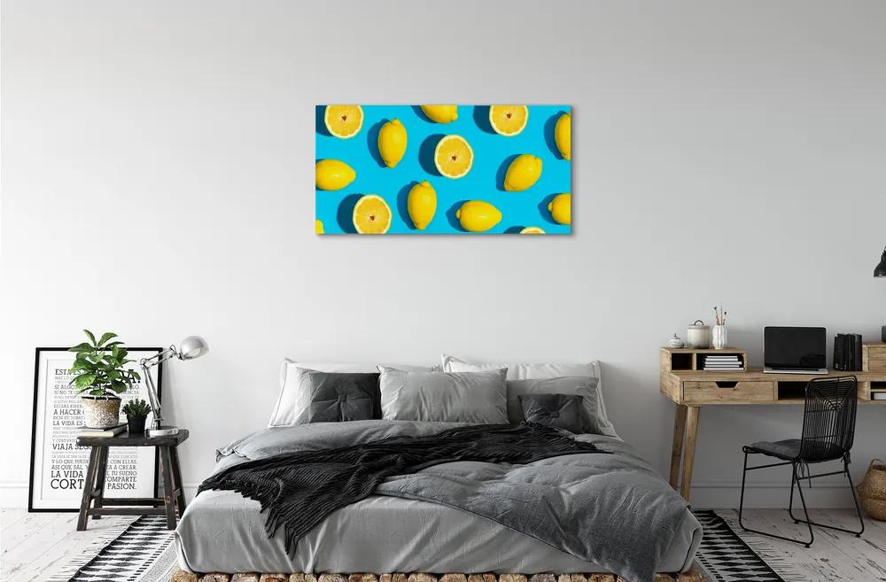 Obrazy na plátně Citrony na modrém pozadí 125x50 cm