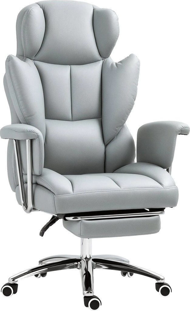 HOMCOM Kancelářská židle s funkcí sklápění, ergonomická židle, výškově nastavitelná točící židle s podnožkou, polstrovaná, až pro 120 kg, do kanceláře