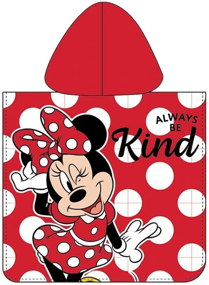 Dívčí plážové pončo Minnie Mouse - motiv Always be kind - 100% bavlna - rozměr 50 × 115 cm - pro děti od 3 do 6 let