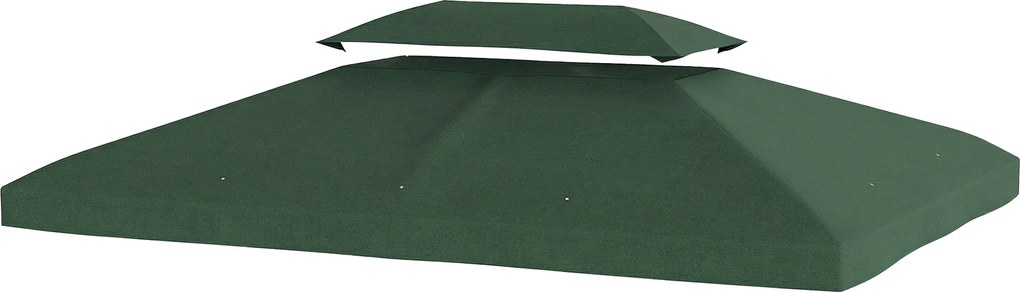 Outsunny náhradní střecha 4x3 m s vícepodlažní střechou, odtokovými otvory a UV ochranou, pouze střecha, BEZ rámu, zelená