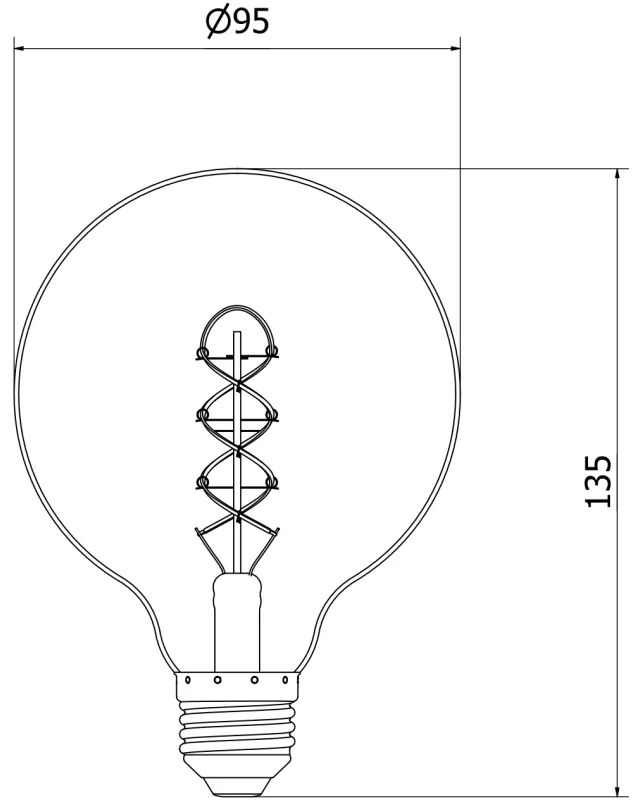 Mexen Vintis, LED žárovka spirála E27, G95, 6W, Teplá - 2200K, 530 lm, jantarová - L167-E27-0622-50