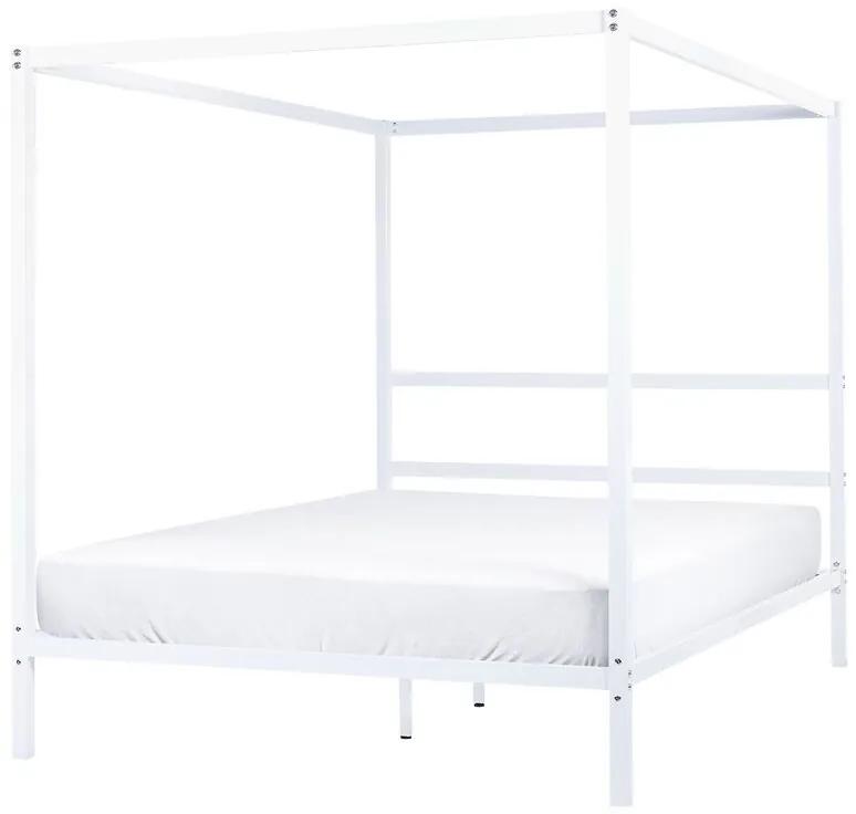 Kovová postel s baldachýnem 160 x 200 cm bílá LESTARDS Beliani