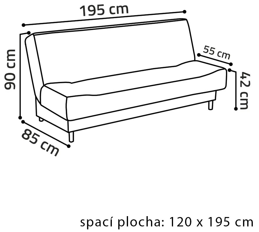 Pohovka LIVA | 195 cm | rozkládací + úložný prostor | VÝBĚR TKANIN