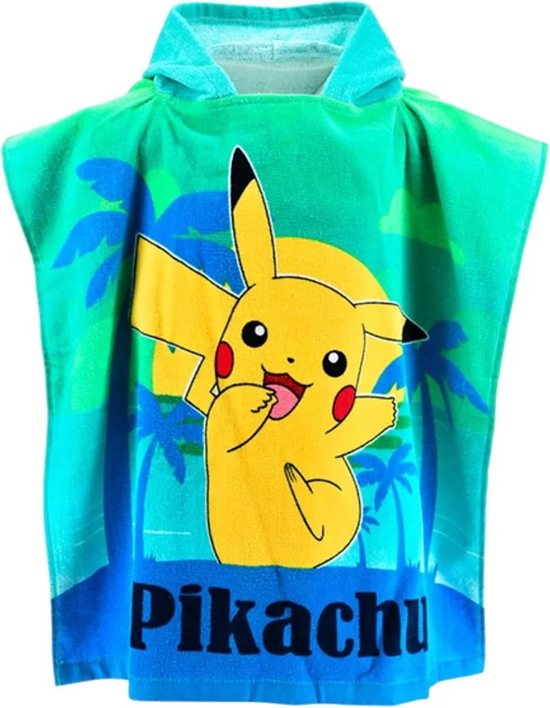 Dětské plážové pončo - osuška s kapucí Pokémon Pikachu - rozbalené