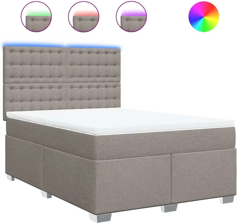 Box spring postel s matrací taupe 140x190 cm textil 3292801