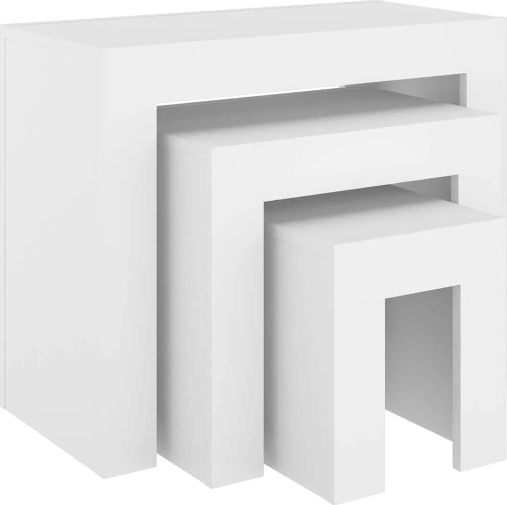vidaXL Hnízdové konferenční stolky 3 ks dřevotříska [808540] Barva: bílá s vysokým leskem